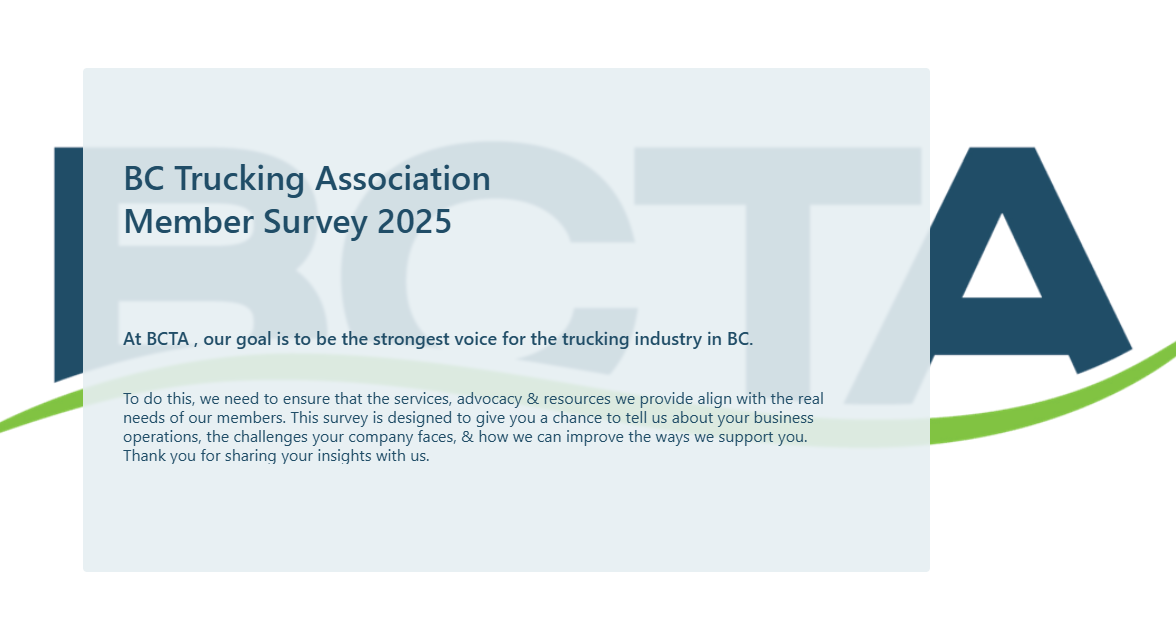 BCTA Member Survey Now Open – We Want to Hear from You! - BC Trucking ...